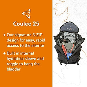 Mystery Ranch Coulee 25 Backpack - Daypack Built-in Hydration Sleeve, Black, L/XL