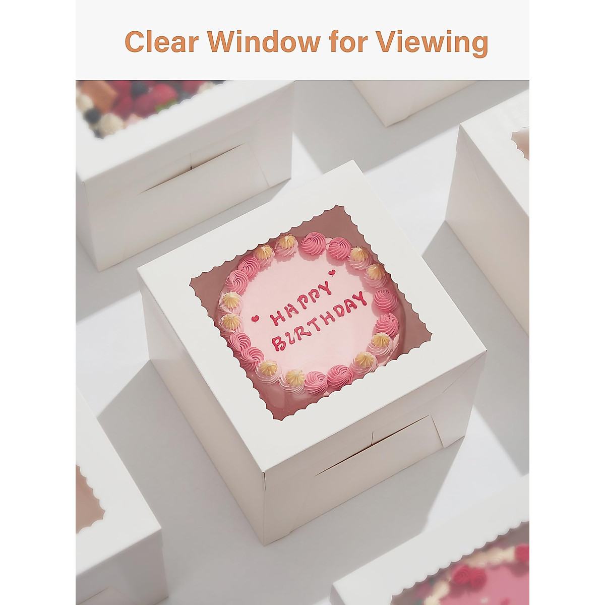 Kootek 10 Sets Cake Boxes 10 inch, 10x10x8 Inches White Bakery Box with Boards, Tall Cake Cardboard Containers for Multi-Layer Cakes, Cake Decorating for Mother's Day