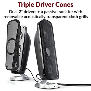 Cyber Acoustics CA-3908 2.1 Multimedia Speaker System with Subwoofer, 92 Watts Peak Power, Deep Bass, Perfect for Music, Movies, and Games on Desktops, Laptops, Consoles