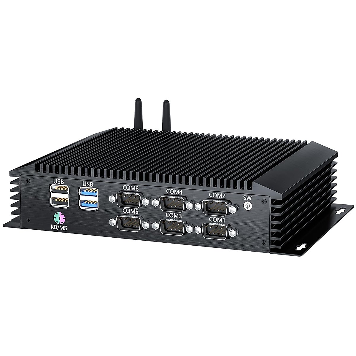 Kinupute Fanless Industrial PC, Mini Desktop Computer i7-7510U, Windows 10 Pro, 16G DDR4, 256G Msata SSD, Dual 2.5G LAN, 6xCOM RS232/RS485, HDMI/VGA, WiFi 5/BT4.0, Auto Power On, Full Metal Case