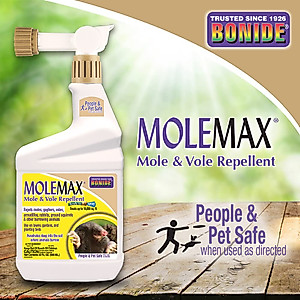 Bonide MOLEMAX Mole & Vole Repellent, 32 oz Ready-to-Spray Animal Repellent for Gardens, People and Pet Safe