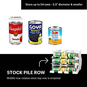 FIFO Countertop Can Tracker Hold Up To 54 Standard 10 to 15 Oz Can Sizes, White Stackable & Adjustable Can Organizer for Pantry | Rotating Canned Food and Soda Storage Kitchen Organizer (2 Pack)