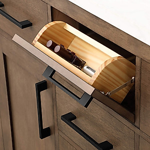 OVE Decors Maya Plus 42 in. Single Sink Bathroom Vanity in Almond Latte Finish, Black Hardware and Included Power Bar