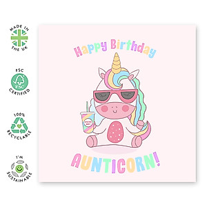 CENTRAL 23 - Cute Birthday Card for Her - 'Happy Birthday Aunticorn' - Auntie Birthday Card - Sweet Birthday Card for Aunt - Comes with Cute Stickers