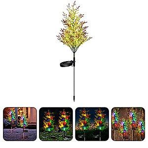 BESPORTBLE 2pcs Solar Garden Lights Tree Outdoor Solar Christmas Tree Lights Solar Xmas Decorative Multi-Color Flickering Pine Lights for Patio Lawn Pathway