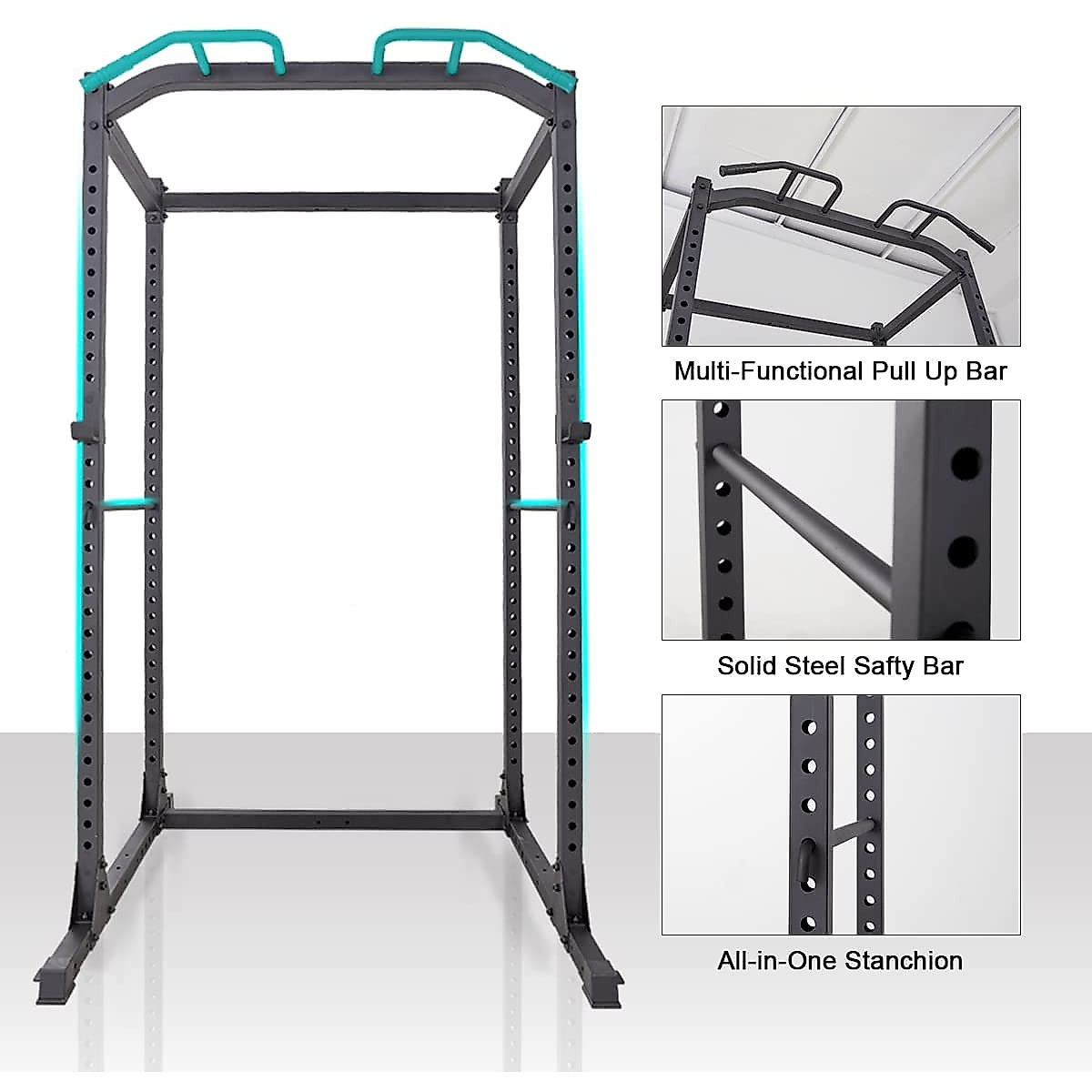 papababe Power Cage, Squat Rack 1200lb Capacity with 2 Extra J-Hooks for Strength Training