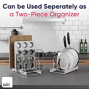 Better Things Home 12+ Expandable Pan and Pot Lid Organizer Rack for Cabinet, Pot Lid Holder Pot Organizers Inside Cabinet, Pots and Pans Organizer Under Cabinet (Off White, LID ORGANIZER)