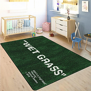 ZTFGZSXG Keep Off Wet Grass Area Rugs Green 3D Printed Modern Large Carpet Non-Slip Floor Mat Rugs for Bedroom Livingroom Home Decor Mat 4' x 5.3'
