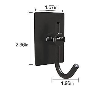 BATHHOLD Adhesive Hooks Wall Mount, Wall Hooks for Hanging Robe, Coat, Towel, Hat, Key on Bathroom,Kitchen,Washroom,Living Room - Matte Black - 8 Packs