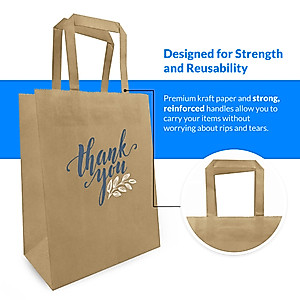 Reli. 110 Pack | 10"x5"x13" | Paper Thank You Bags w/Handles | Brown Paper Bags, Printed | Small Thank You Giftbag for Guests | Gifts, Wedding, Merchandise, Small Business
