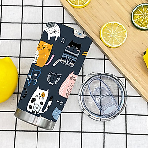 Waldeal Cute Cats 20 oz Tumbler with Lid, Vacuum Insulated Tumblers Cup for Men Women, Festival Birthday Gifts for Cat Lover