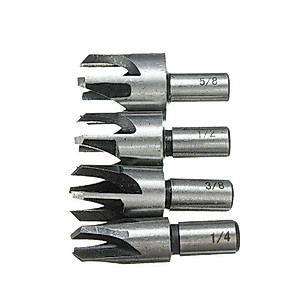 WQZCW 8Pcs 5/8" 1/2" 3/8" 1/4" Carbon Steel Wood Plug Hole Cutter Drill Bit Set 10MM Shank 6/10/13/16mm Wood Drill Bits (Color : 8Pcs)