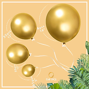 MOMOHOO Metallic Gold Balloons Garland Kit-130Pcs 18/12/10/5 Inch Gold Latex Baloons Different Sizes for Birthday Party Graduation Baby Shower Wedding