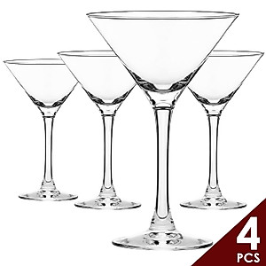 Chouggo Martini Glasses Set of 4, Hand Blown Premium Crystal Cocktail Glasses, for Bar, Martini, Cosmopolitan, Manhattan, Gimlet, Pisco Sour - 9Oz, Clear