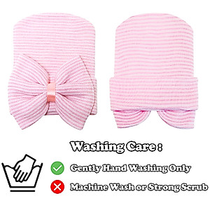 Sarfel Newborn Hats for Girls Hospital Hat Baby Girl Bows and Headbands Infant Beanie Nursery Caps Pink