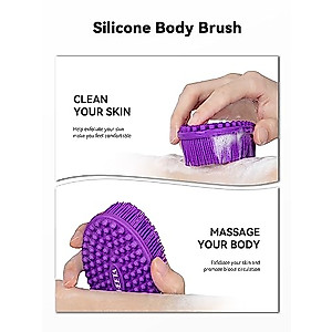 HEETA 2 Pack Silicone Body Scrubber, Gentle Exfoliating Body Scrubber, Shower Scrubber Silicone Loofah Brush, Easy to Clean, Gentle Massage with Body Brush for Kids Women Men All Kinds of Skin