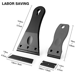 Gomake Plastic Razor Blade Scraper Kit Locking Razor Blade Scraper with Safety Cap, Glass Cooktop Scraper with Blades for Glass Clean, Paint and Old Label,Decal Sticker Remover, Stove Top Scraper Tool