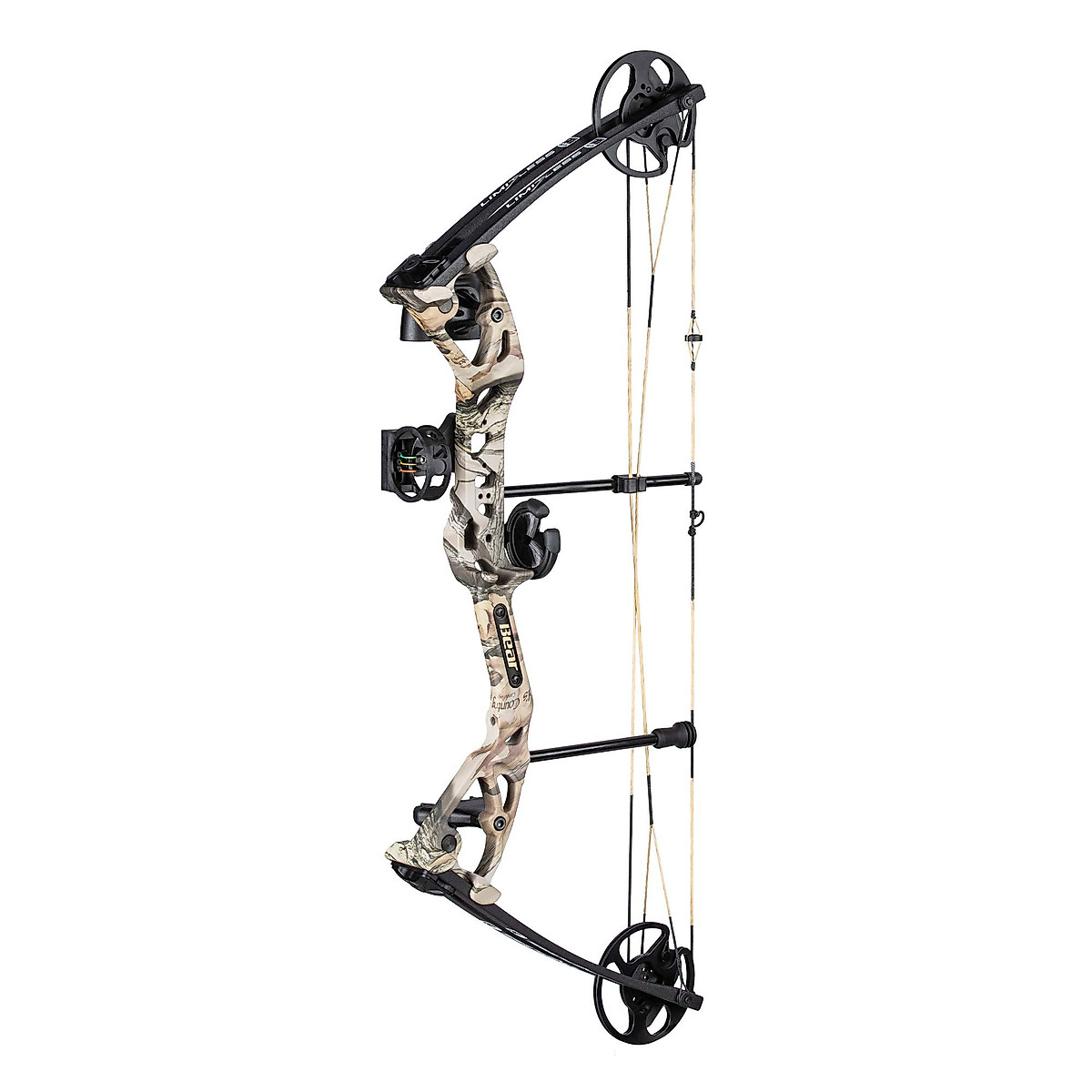 Bear Archery Limitless Dual Cam Compound Bow - includes Quiver, Sight and Rest, God's Country