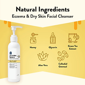 ECZEMA HONEY Oatmeal Facial Cleanser - Natural Eczema Face Wash Prevents Breakouts - Daily Gentle Face Cleanser for Dry, Itchy, Sensitive, & Irritable Skin (6 Oz)