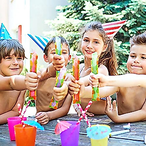 200 Pack Popsicle Bags, Lemon Pattern Ice Pop Bags, 11x2'' Freeze Pop Bags for Kids Adults, Popsicle Molds Bags with Silicone Funnel for DIY Yogurt Tubes, Fruit Smoothies and Summer Ice Party Favors