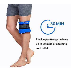 Koo-Care Flexible Gel Ice Pack & Wrap with Elastic Strap for Hot Cold Therapy - Great for Sprains, Muscle Pain, Bruises, Injuries, Etc. (Neck, Arm, Elbow, Waist, Knee, Ankle)(Medium)