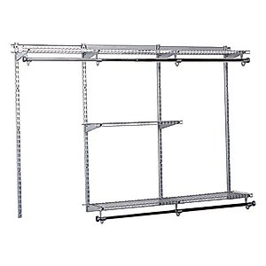 Rubbermaid Configurations 3-6 Feet Expandable Hanging and Shelf Space Custom DIY Closet Organizer Kit, Titanium (2 Pack)