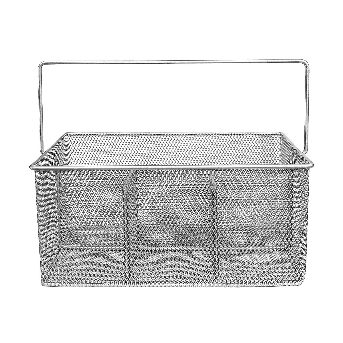 Maypes Utensil Caddy - Silverware Caddy for Parties, Spoon Holder, Buffet Organizer for Condiments, Napkin, Forks, Knives - Stainless Steel Flatware Caddy for Home, (Silver)