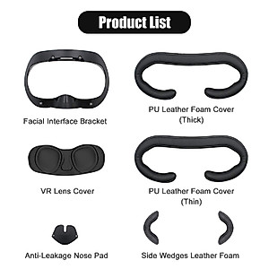 AMVR Facial Interface Bracket & PU Leather Foam Face Cover Pad Replacement & Anti-Leakage Nose Pad & Protective Lens Cover Comfort Set for Valve Index Headset