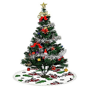 Dream Bay Christmas Tree Skirt,﻿Cartoon Christmas Helicopter Christmas Tree Mat for Xmas Party Decoration 36x36 Inches