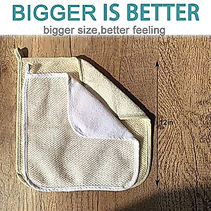 3 pcs 12" Large XL Soft Weave & Bamboo Fiber Home Shower Spa Exfoliating Face and Body Wash Cloths, Dual-Sided with Exfoliating Scrub - Remove Dead Skin - Great for Skin in The Bath