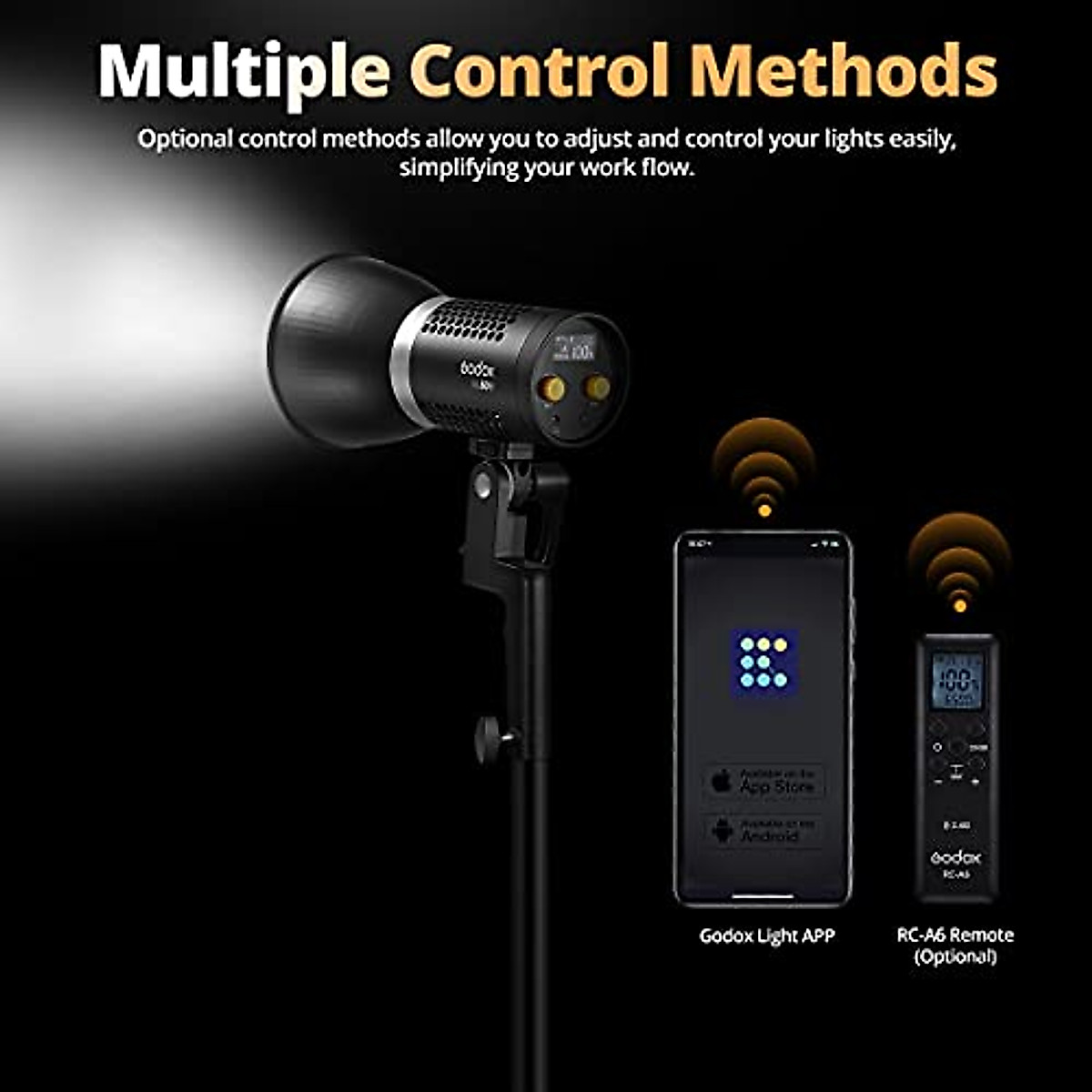 Godox ML60Bi ML60 Bi 60W Bi-Color LED Light Silent Mode Portable Brightness Adjustment Support Li-ion Outdoor LED Light with 2X NP970 Lithium Battery