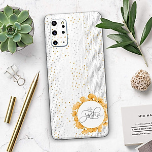 DesignSkinz Karamfila Yellow & Gray Floral V7 Protective Vinyl Decal Wrap Skin Cover Compatible with The Samsung Galaxy S20 (Screen Trim & Back Glass Skin)