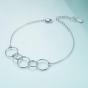 SOULMEET 50th Birthday Gifts for Women, Sterling Silver Five Circles Bracelet for Her, 5 Decades Jewelry 50 Years Old