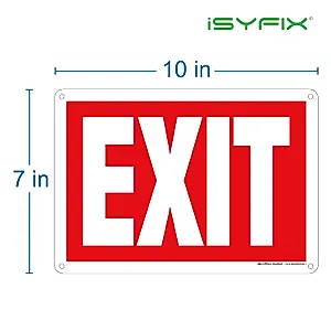iSYFIX Exit Sign – 1 Pack 10x7 Inch – 100% Rust Free .040 Aluminum Signs, Laminated for Ultimate UV, Weather, Scratch, Water and Fade Resistance, Indoor and Outdoor, Exit Signs for Exterior.