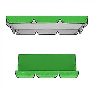 FASESH Swing Canopy Chair Cover Sets Waterproof 3-Seat Outdoor Patio Backrest and Porch Glider Garden Seat Replacement Sunscreen UV Protection Cushion (Green 59.9inch)