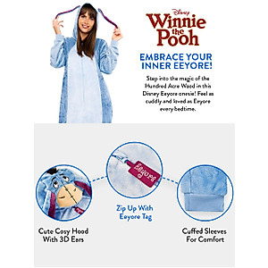 Disney Eeyore Onesie For Women | Eeyore Costume Adult | Womens Fleece Pajamas | Blue | XX-Large
