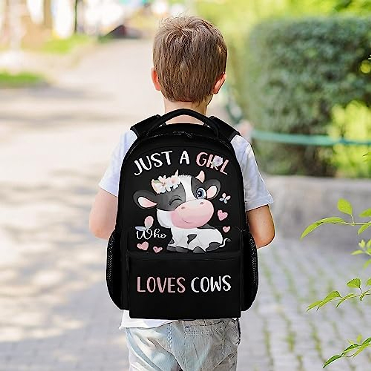 CUSPCOD Cow Backpack for Girls Boys, 16 Inch Backpacks for School, Cute, Adjustable Straps, Durable, Lightweight, Large Capacity Bookbag for Kids