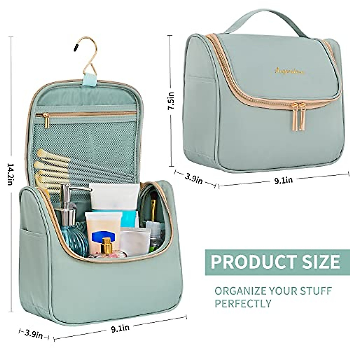 Makeup Bag Travel Cosmetic Bag Hand-Portable Girl Cosmetic Bag For Women Large Toiletry Bag Organizer (Green)