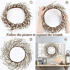 Whonline 18 Inches Pip Berry Wreath Christmas Wreath Off White Winter Wreath for Festival Celebration Front Door Wall Window Home Decor