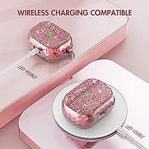 AhaStyle AirPods Pro Case Cover for Women Girls, Luxury Glossy Hard Shell Case Cover Accessories Compatible with Apple AirPods Pro Charging Case (Rose Gold)