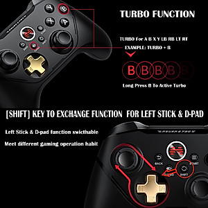 BEITONG Asura 2 Pro PC Game Controller Wireless Gamepad Joystick Hall Effect Trigger For Windows 7 8 10 11,Android TV,Steam,Tesla,Simulator,with Programmable M Buttons (Black Gold)