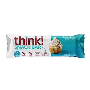 think! Protein Bars with Chicory Root for Fiber, Cupcake Batter, 1.4 Oz, 10 Ct