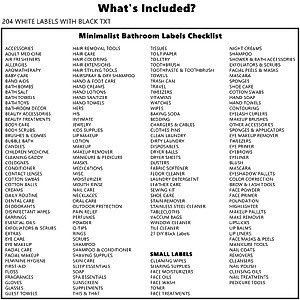 Onyehn 204pcs Waterproof Minimalist Style Bathroom Labels for Organizing Bathroom Storage Bins Containers and Jars to Stick for Glass or Plastic Spray Bottle and Metal