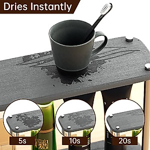 Suewidfay Kitchen Sink Caddy Tidy Organizer, Instant Quick Fast Drying Diatomaceous Earth Sink Absorbing Stone Sponge Holder, Toothbrush Holder, 2-Tier, Grey