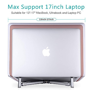 Portable Laptop Stand, JUBOR Adjustable Laptop Stand for MacBook Pro, Aluminum Desk Foldable Compact Universal Computer Cooling Stand for 12 13 15 17 inch