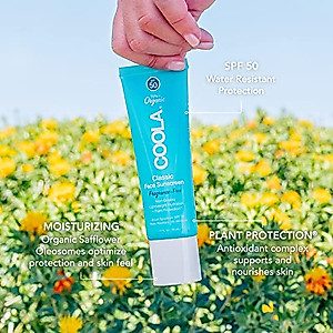 COOLA Organic Face Sunscreen SPF 50 Sunblock Lotion, Dermatologist Tested Skin Care for Daily Protection, Vegan and Gluten Free, Fragrance Free, 1.7 Fl Oz.