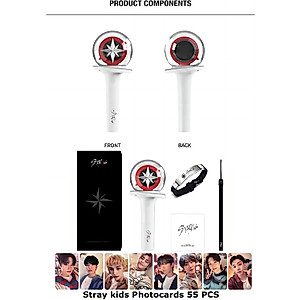 Niaycouky Stray Kids Lightstick,Cheering Lights for Concert Light Sticks/K-Pop Kids Lightstick with Merch Merchandise Bracelets and Photocards 55PCS (VER 2)