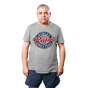 fresh tees World's Greatest Papa T-Shirt | Father's Day Shirt | Funny Gifts for Husband Dad Grandpa (Small, Heather Grey)