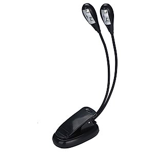Toxz Mini Portable LED Double Arms Desk Table Lamp with Clip,Battery/USB Powered,Reading Light,Adjustable Brightness,Protect Eyes
