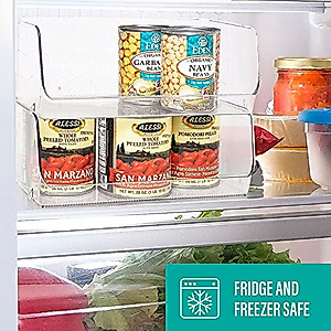Clear Plastic Storage Bins(Set of 2) - Stackable Storage Organizer for Pantry, Kitchen Cabinet, Refrigerator, Office Desk, or Bathroom - Food Organizer Baskets with FREE Write-On Bin Labels